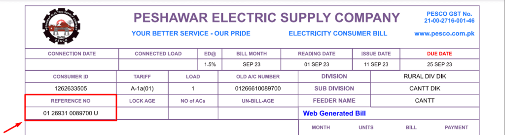 PESCO Online Bill - Pakistan Wise