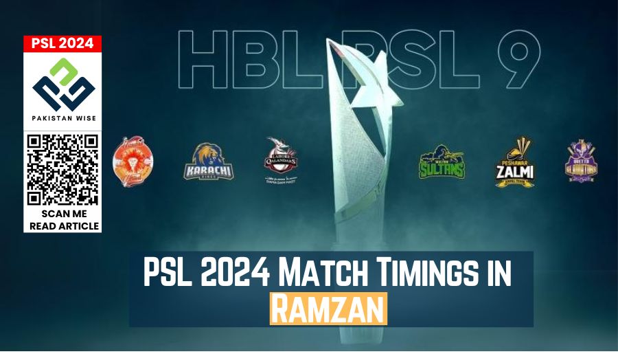 PSL 2024 Match Timings During Ramzan - Pakistan Wise